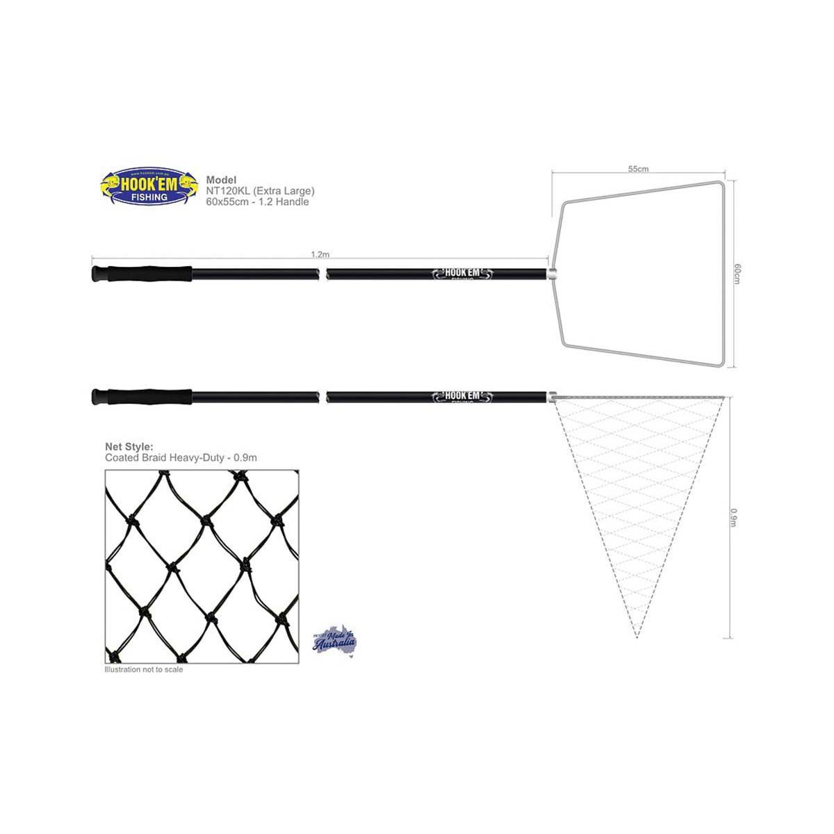 Hook'em Coated Braid XL Deep Landing Net 90cm | BCF