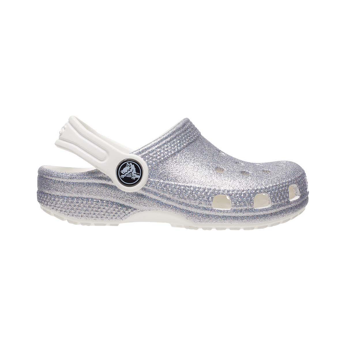 Crocs Kids Classic Glitter Clog White C9 | BCF