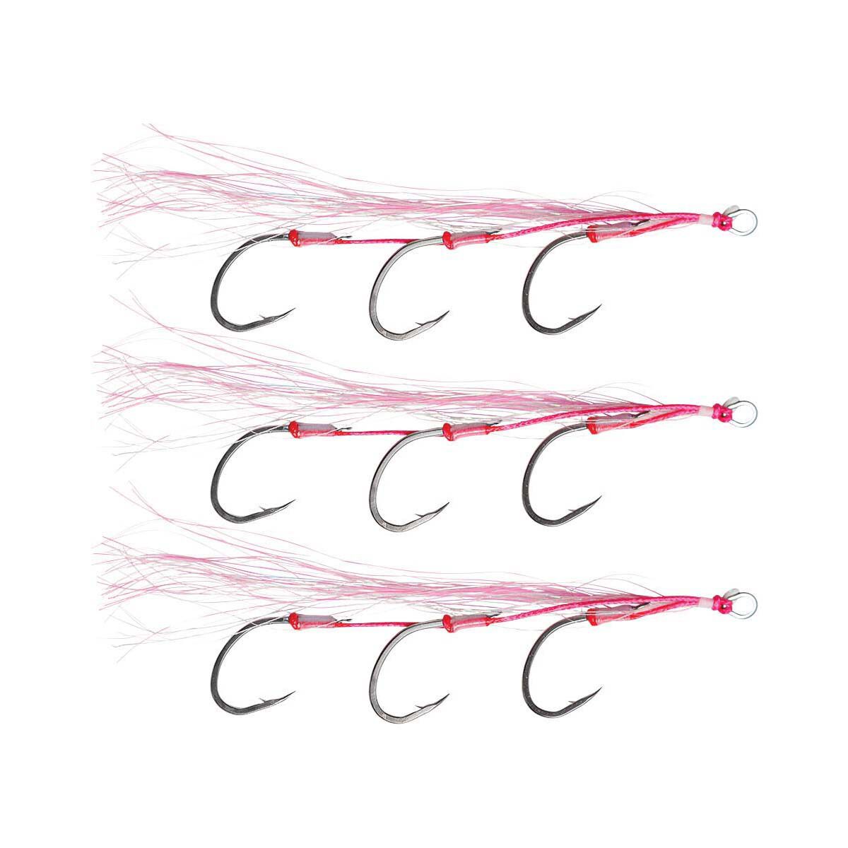 Vexed Flashy Triple Assist Rig 3 Pack Pink Glow 3/0 | BCF