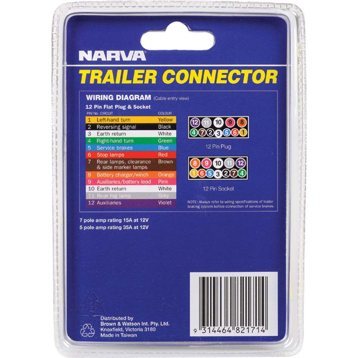 Narva Trailer Plug, Flat - 12 Pin | BCF