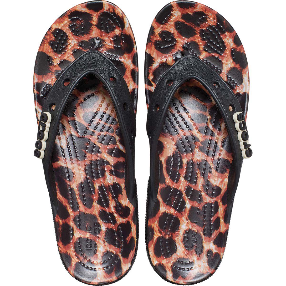 Crocs Women's Classic Animal Flip Black Leopard W10 | BCF