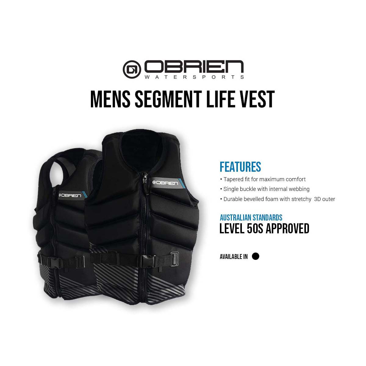 O'Brien Mens Segment Vest Level 50S PFD Life Jacket | BCF