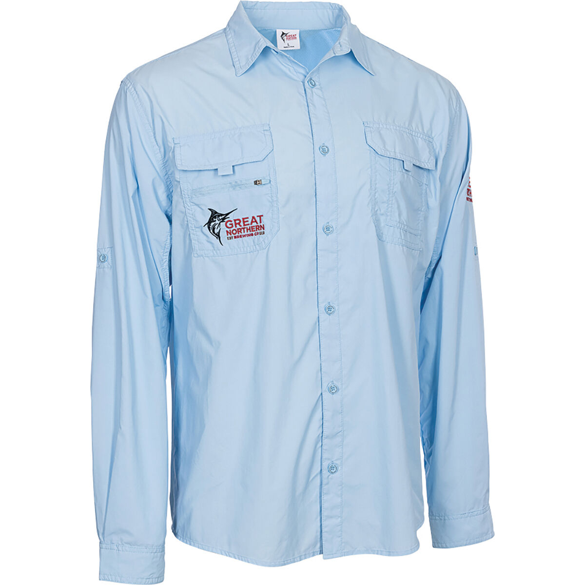 The Great Northern Brewing Co. Men's Long Sleeved Fishing Shirt Blue XL ...